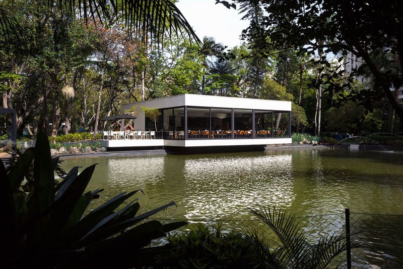 Japanese Restaurant Floating Above a Lake in Sao Paulo, Brasil
